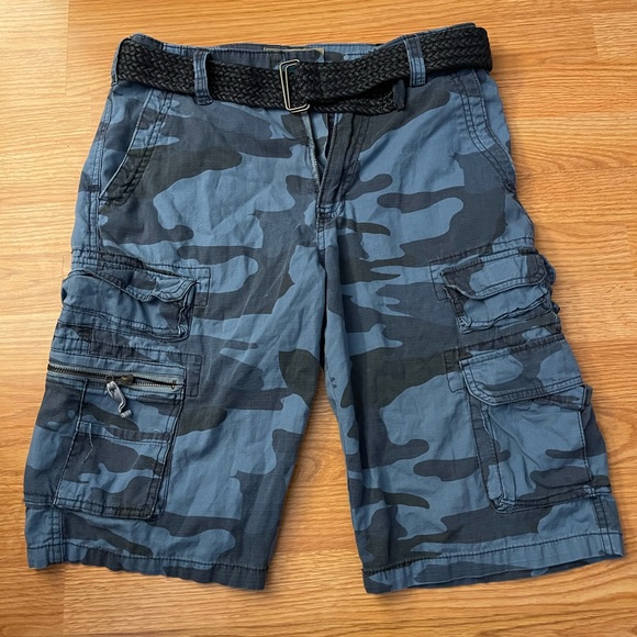 Plugg | Shorts | Plugg Men Cargo Camo Blue Shorts | Poshmark